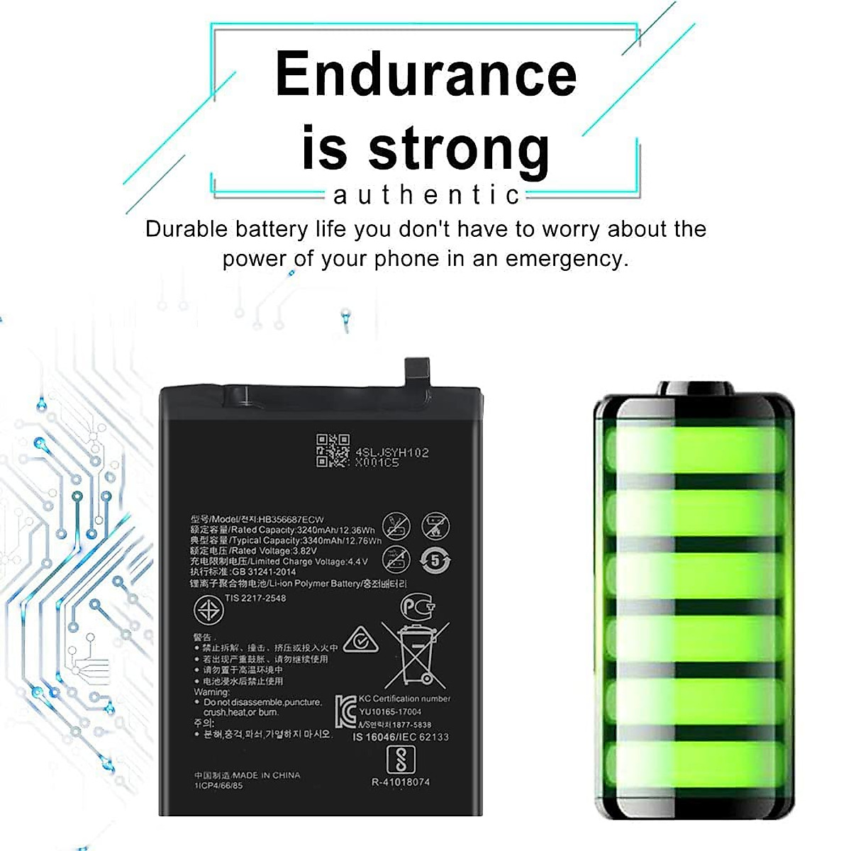 DDONG(Flame Bird Co., Ltd) for Huawei Mate SE BND-L34 BND-L24 P30 Lite Mate 10 Lite Replacement Battery HB356687ECW with Repair Tool Kit