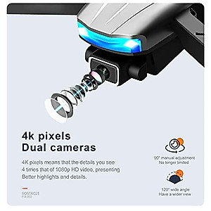 S85 Pro Rc Mini Drone, 4k Profesional HD Dual Camera Fpv Drones with Three-Sided Infrared Obstacle Avoidance Rc Helicopter Quadcopter, Headless Mode and One Key Start and Track