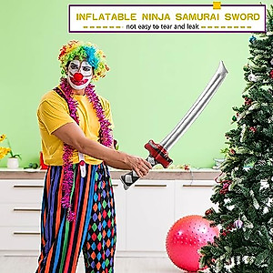 Cotiny 16 Pack Inflatable Ninja Sword Samurai Sword Toy Weapons Inflatable Katana Blow Up Costume Sword for Kids Adults Swimming Pool Party Ninja Cosplay Accessories