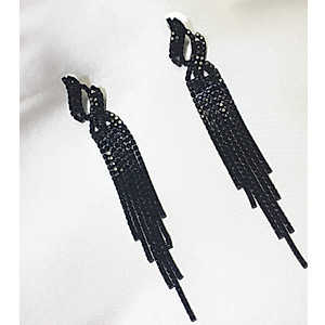 Black Chandelier Earrings for women,Long Earrings Dangle Dangling Bling Earring Crystal Rhinestone Statement Drop Tassels rhombus Earrings for Prom Fashion Jewelry