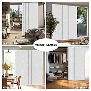 CHICOLOGY Embossed Textured Weave Fabric, Sliding Door Blinds , Room Divider ,Vertical Blinds for Patio Doors , Sliding Glass Door Blinds, Chalk White, W:46-86 x H: Up to-96 inches