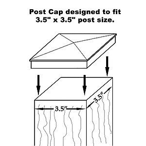 Nuvo Iron PCP02 3 1/2" Pyramid Post Cap, 3-1/2 x 3-1/2 inch, Black