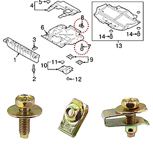 URMECCH 20x Body Bolts M6-1.0 x 20mm Long - 10mm Hex - 17mm Washer - 20x U-Nuts Clips Engine Under Cover Undertray Splash Shield Guard Bumper Fender Liner Push Retainer Fastener, Yellow Zinc Finish