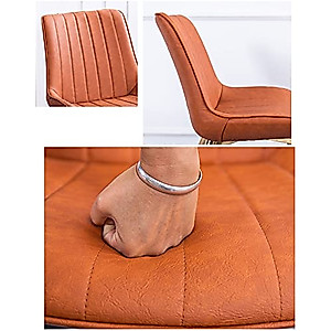 MZLaly Modern Kitchen Dining Room Chairs Faux PU Leather Dining Chairs Modern Mid Century Living Room Side Chairs with Electroplated Gold Chair Legs Dining Chairs (Color : Off White)