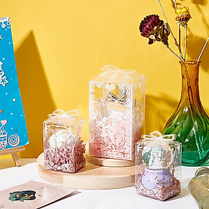 BENECREAT 24PCS Clear Plastic Gift Box with Bowknot 4.5x2.5x2.5 Transparent PVC Favor Boxes Packing Box for Holiday, Wedding Party Favors, Packaging