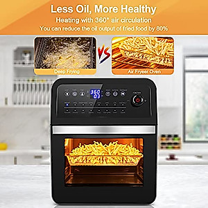16-in-1 Air Fryer Oven, 13 Quart Airfryer Toaster Oven Combo, 1700W Large Digital LED Screen Air Fryers, Convection Toaster Oven with Rotisserie Dehydrator, Nonstick Basket, Accessories Included