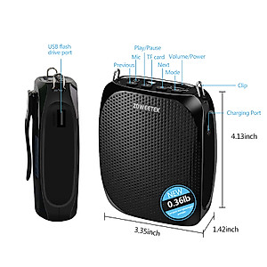 ZOWEETEK ZW-Z258 Portable Rechargeable Mini Voice Amplifier for Teachers with Wired Microphone Headset and Waistband,Supports MP3 Format Audio for Singing,Training,Speech,Tour Guide,Power Amplifiers