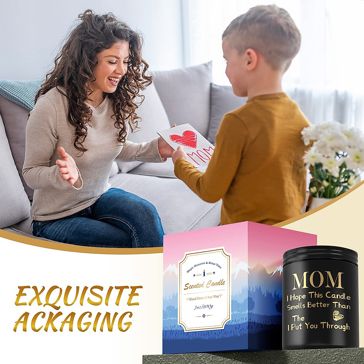 Gifts for Mom from Daughter Son, Handmade Candle Gifts for Mom, Unique Mother's Day Present, Funny Birthday Gifts for Mom, Mom Gifts,Mothers Day Gifts,Lavender Scented Candles(7oz)