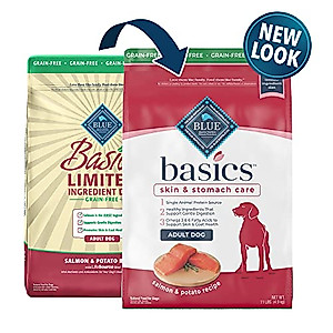 Blue Buffalo Basics Skin & Stomach Care, Grain Free Natural Adult Dry Dog Food, Salmon & Potato 11-lb