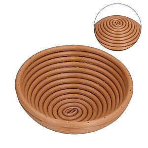 Proofing Baskets for Bread Baking, Washable European Style Bread Baking Tool Woven Basket Fruit Tray(round yellowish brown16*6cm)