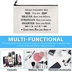 Saintrygo 10 Pieces Inspirational Cosmetic Bag for Girls Women Makeup Encouragement Birthday Friendship Gifts Daughter Sister Canvas Travel Organizer Pouch (Always Remember That You Are Braver)