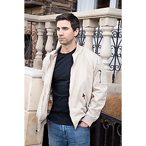 Gioberti Men's 100% Cotton Sportwear Full Zipper Twill Bomber Jacket, Brown, L