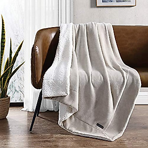 Eddie Bauer Ultra-Plush Collection Throw Blanket-Reversible Sherpa Fleece Cover, Soft & Cozy, Perfect for Bed or Couch, Oyster