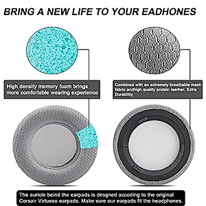 Replacement Headphone Headband Cover Grey and Upgraded Replacement Ear Cushions for Corsair Virtuoso RGB Wireless SE XT Gaming Headset