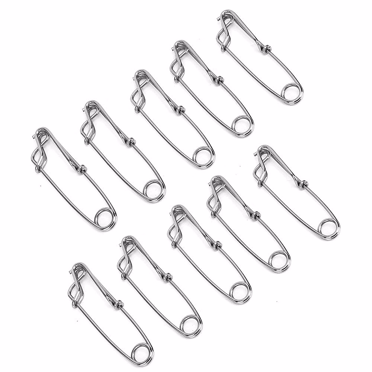 SOONALL 10Pcs Longline Snap Clip, Stainless Steel Long Line Fishing Tuna Clips, Longline Branch Hangers Snap Clip Tuna Clamp Fishing Tackle - 2.6X100mm