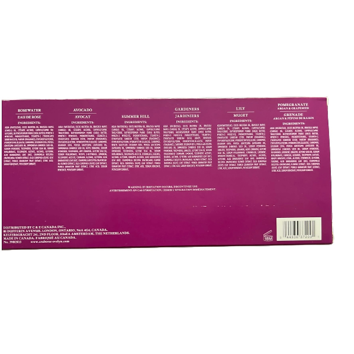 Crabtree And Evelyn 6 pc Hand Therapy Set .9 Oz each Pomegranate, Lily, Gardner's, Summer Hill, Avocado, Rosewater Hand lotion