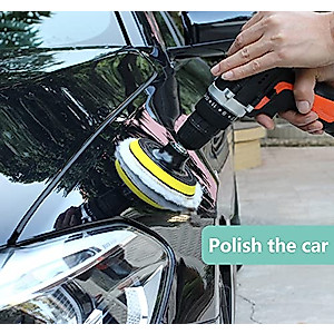 Tworider 7 Pcs 3 Inch Buffing Pads, Wool Polishing Pad,Wool Buffing Polishing Pad Set,Buffing Pads for Drill Lambs Wool Hook and Loop,with M14 Drill Buffer Attachment, Car Polishers and Buffers