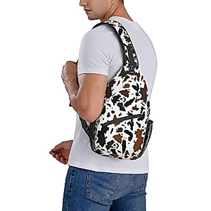 Ujalxwe Cow Print Sling Bag,Crossbody Sling Backpack,Travel Hiking Chest Bag,Daypack For Purses Shoulder Bag Women Men'S