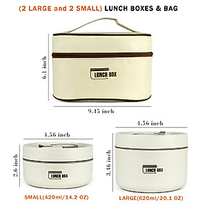 Keweis Bento Box Adult Lunch Box Set, Portable Insulated Lunch Containers with Thermal Bag, Stackable Stainless Steel Leakproof Food Containers for Adults Teens Kids, Set of 4, 68 Oz