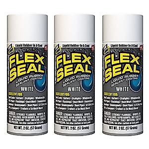 Flex Seal Mini, 3-Pack, White, Stop Leaks Instantly, Waterproof Rubber Spray On Sealant Coating, Travel Size, Perfect for Gutters, Wood, RV, Campers, Roof Repair, Skylights, Windows, and More
