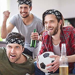 WILLBOND 9 Pieces Elastic Adjustable Soccer Headbands - Hair Accessories and Team Gifts for Boys, Girls, Teens, Women, Adults (Black)