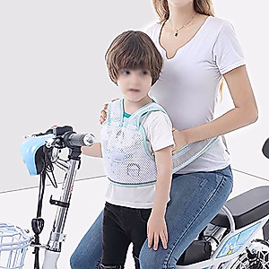 MOCOHANA Childrens Motorcycle Safety Harness Breathable Mesh Adjustable Kids Safety Seat Strap Carrier for Bike Riding Reflective, Green
