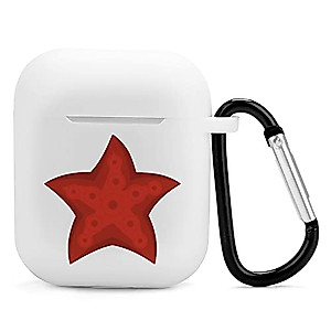 Red Starfish Silicone AirPods Case Protective Cover Compatible with AirPods 2 & 1 with Keychain