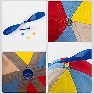 Framendino, Cute Detachable Propeller Bucket Hat Baseball Cap Helicopter Fisherman Hats Rainbow Color Orange