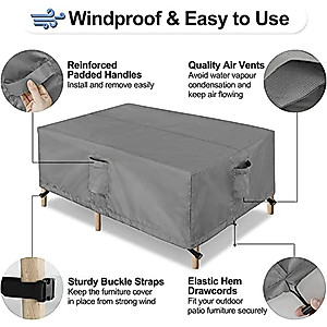 OutdoorLines Outdoor Waterproof Patio Table Furniture Set Covers - Rectangle Couch Sectional Cover Outside Weatherproof Patio Furniture Covering for Deck, Lawn and Backyard 126"L x 63"W x 28"H, Gray