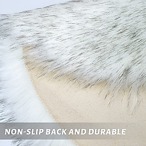 OKAYDA Fluffy Faux Sheepskin Fur Chair Pad Shaggy Seat Cushion Soft Stool Cover Perfect for Sofa Home Decor (White Round)