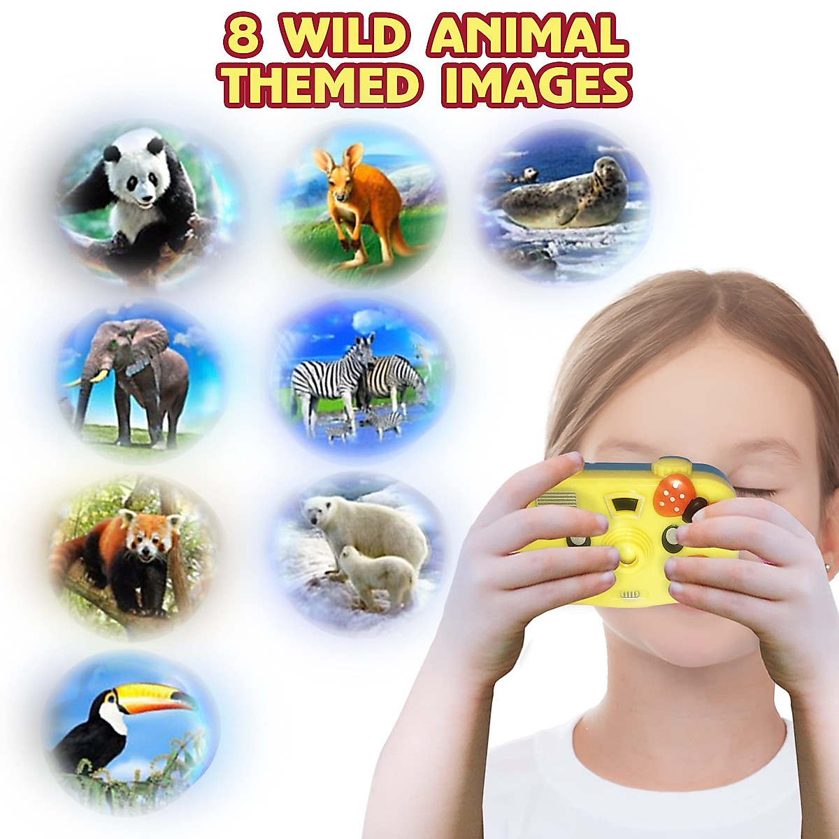 ArtCreativity Kids Camera Toy Set of 12 Viewfinder with Projector - Battery Operated Projector with Wild Animal Slides, Great Safari Party Favors, Zoo Party Supplies, & Wild One Party Favors