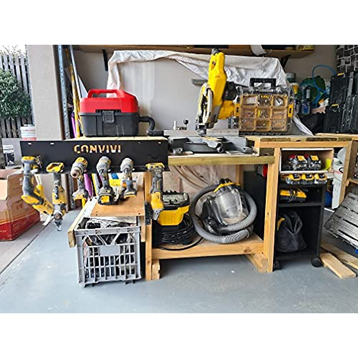 CONVIVI Design Power Tool Holder - Holds 6 Drills Power Tool Storage Rack (Black) - Cordless Power Tool Organizer for Garage - HeavyDuty Drill Holder Wall Mount - Easy to Install