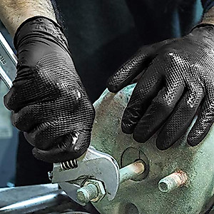 GLOVEWORKS HD Black Nitrile Industrial Disposable Gloves, 6 Mil, Latex-Free, Raised Diamond Texture, Large, Box of 100