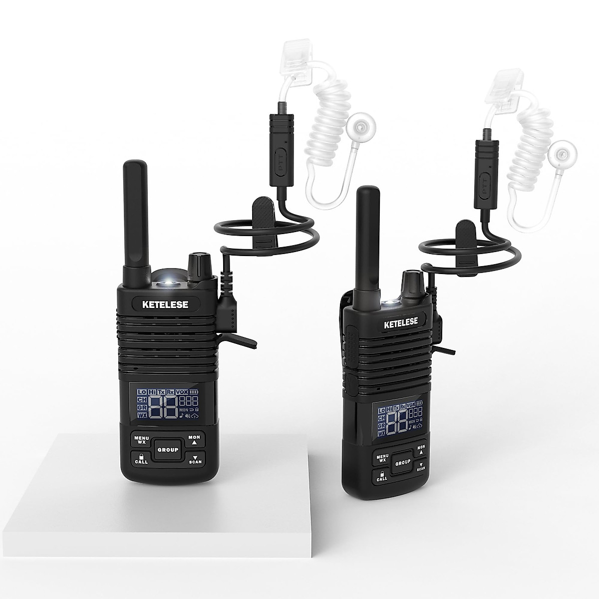 KETELESE T1 Rechargeable Walkie Talkies for Adults Long Range, 22 Channel 2 Way Radios, USB C FRS Walkie-Talkie with Earpiece, NOAA, VOX, Group Call for Hiking, Camping, Hunting (2 Pack), Black