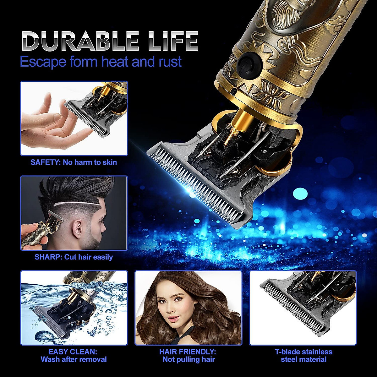 Skin Scrubber Hair Clippers for Men, Professional Cordless Trimmer Men Hair Clipper with Combs Guards and LED Display Rechargeable Beard Hair Trimmer Haircut Grooming Kit for Men