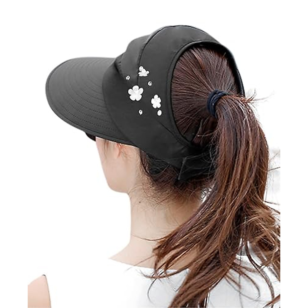 HINDAWI Sun Hats for Women Sun Hat Wide Brim UV Protection Summer Beach Foldable Visor Black