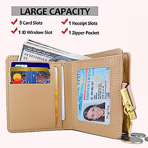 VODIU Women's Short Purse Leather Medium Wallet Leaf Bifold Card Coin Holder Small Purses Buckle Zipper Clutch