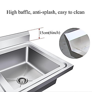 Stainless Steel Kitchen Prep & Utility Sink w/Faucet, Commercial Restaurant Free Standing Sink, Outdoor Washing Hand Basin (Size : 60x60x80cm)