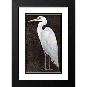 ArtDirect White Heron Portrait II 12x18 Black Modern Wood Framed with Double Matting Museum Art Print by OToole, Tim