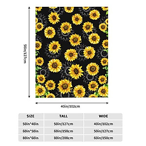Sunflower Blanket Super Soft Warm Sunflower Throw Blanket - Lightweight Cozy Flannel Flower Throw Blanket Bed Couch Sofa Office Decor, Gift for Girls and Boys Women and Man 50"x40"