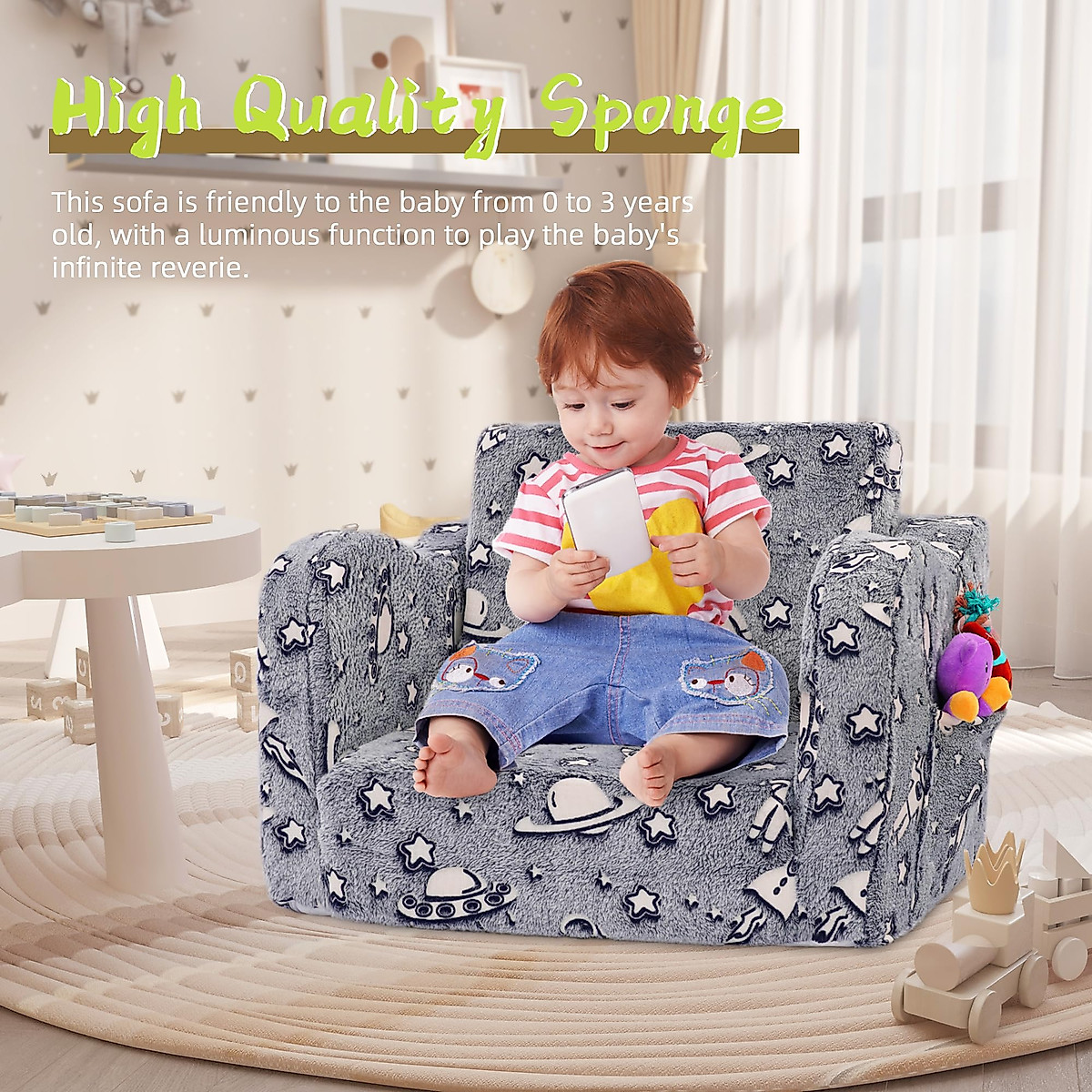 TXGDPIONEER Toddler Couch Bed, 2 in 1 Kids Sofa Couch Fold Out, Toddler Couches That Fold Out, Convertible Sofa to Lounger for Girls and Boys