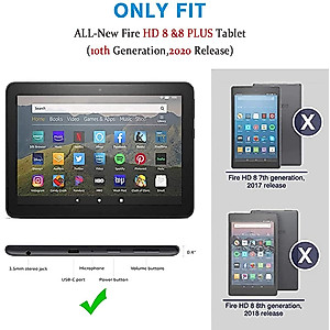 SUPNICE Kids Case for All-New Fire HD 8 & Plus 2020 & 2022- Lightweight Shockproof Handle with Stand Kid-Proof Case for Amazon Fire HD 8 inch Tablets (2022/2020 Release) - Black