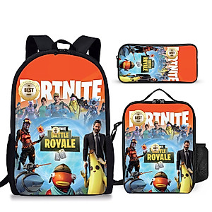 HQEWNLI 3 Pcs Backpack Lightweight School Backpacks Laptop Daypack with Lunch Bag Pencil Bag for Boys Girl Gifts Style1