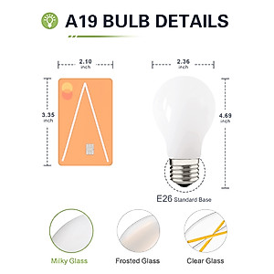 LUMILECT Dimmable Milky LED A19 Light Bulb, 25 Watt Equivalent LED Bulbs, Efficient 2W, 3000K Soft White E26 Edison Medium Screw Bulbs for Home Bedroom Kitchen Living Room Office Lamp - 4 Pack
