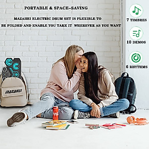 MAZAHEI Electronic Drum Set, Portable Tabletop Electric Drum Kit with Build-in Stereo Speaker, 9 Silicon Drum Pads Drum Pedal Drum Sticks, Ideal Kids Drum Toy Gift for Birthday Halloween Christmas