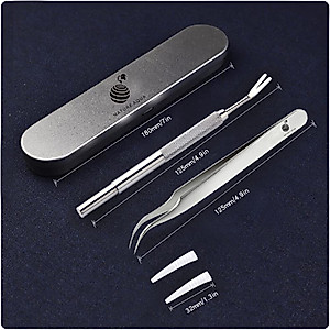 Tick Remover, Tick Removal Tool, Stainless Steel Tick Remover Tool for Dogs/Humans/Cats/Horses, Professional Foam Inserts Tick Remover Set- Includes Tick Tweezers, Tick Fork, Handy Tin, Manual (1 Set)