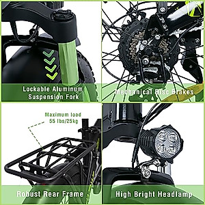 SENADA Drifter Folding Electric Bike for Adults 20 X4.0 Fat Tire Electric Bicycle (Black)