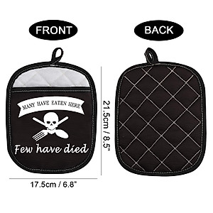 Funny Baking Oven Pads Pot Holder with Pocket for Baker Many Have Eaten Here Few Have Died (Few Have Died)