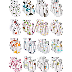 Syhood Newborn Baby Mittens No Scratch Unisex Baby Gloves for 0-6 Months Boys Girls(17 Pairs)