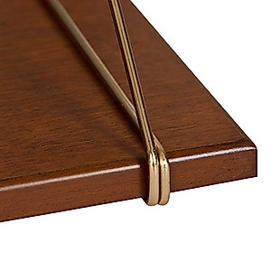 Kate and Laurel Vista Mid-Century Modern, Space-Saving, Wall Mounted Desk Shelf - Rich Walnut Brown Finished Wood Top Supported with Decorative Gold Wire